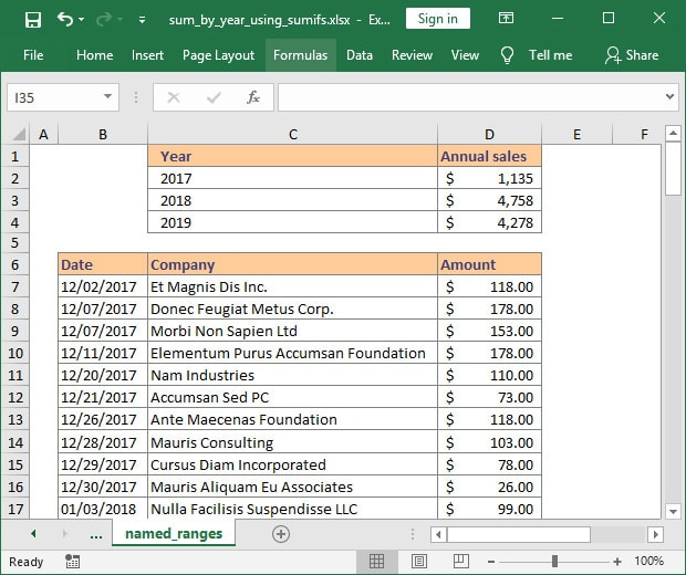 Sum sales by year using SUMIFS - by Radu - Excel Explained