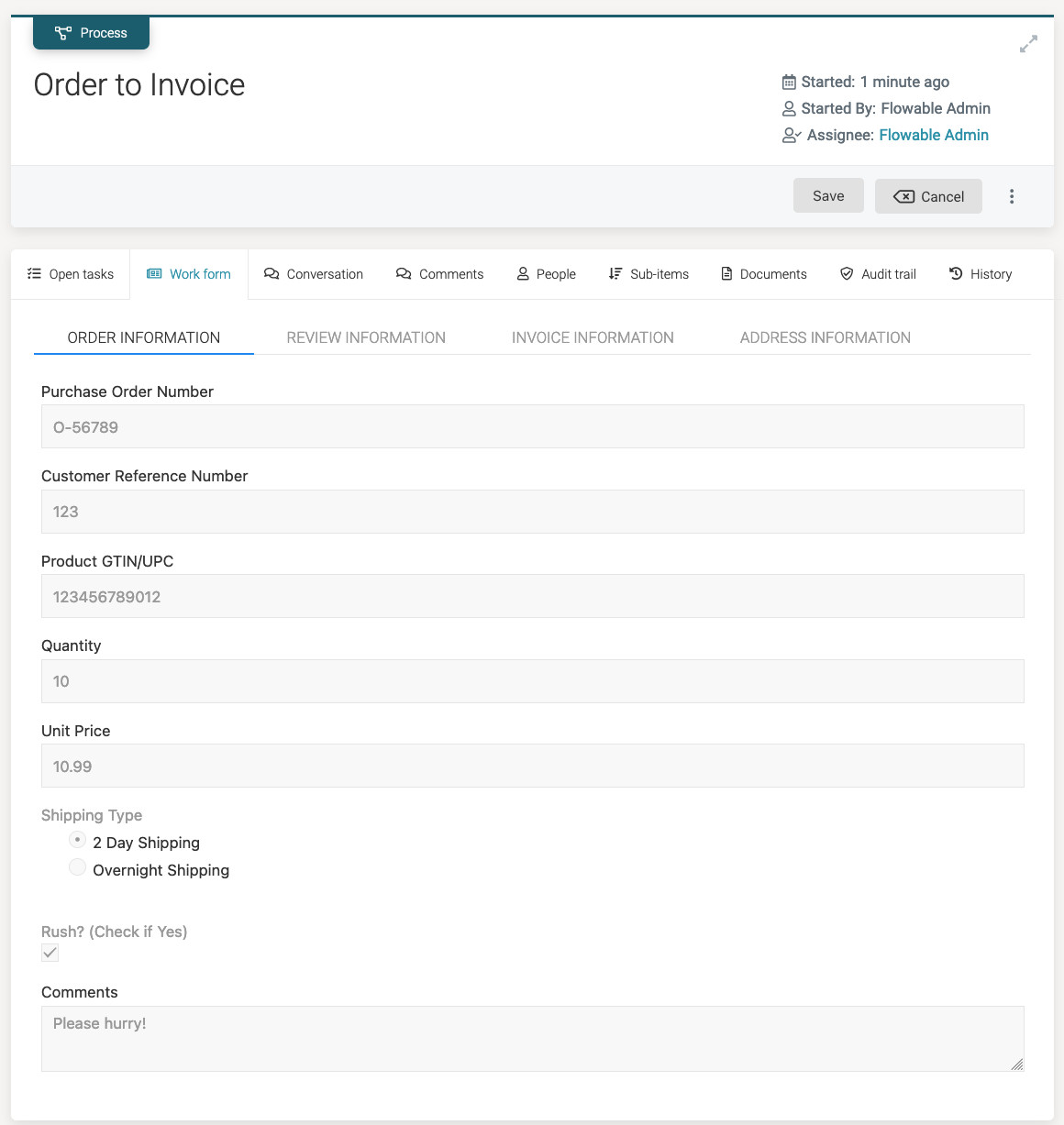 Flowable Enterprise, Work Forms & Pages