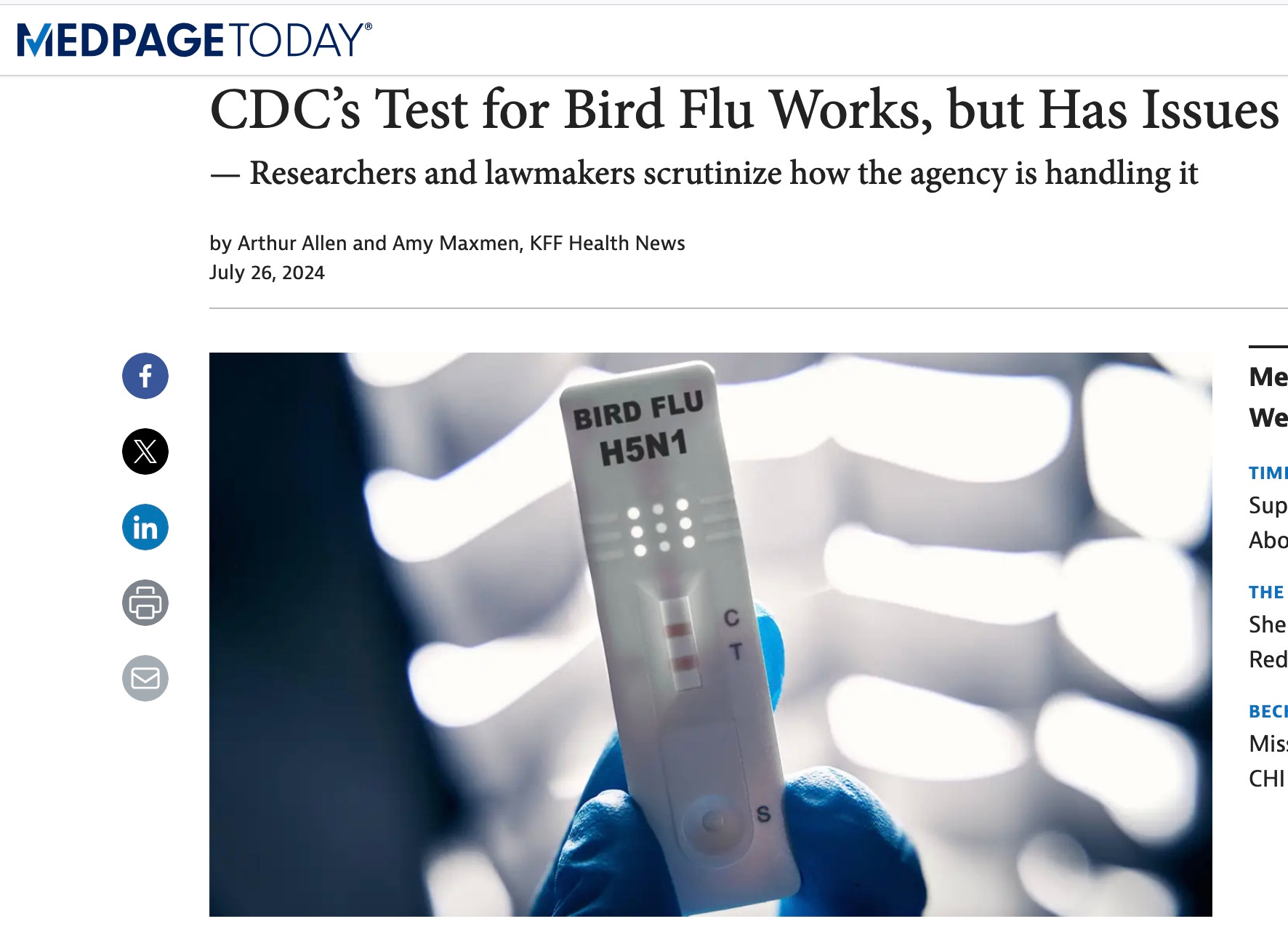 Only CDC is allowed to test and diagnose people with bird flu. But its ...