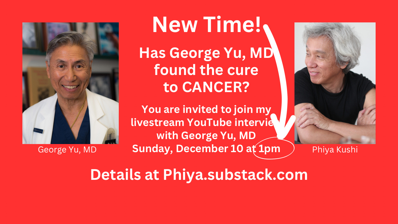 Announcing A Time Change For My Interview With George Yu, MD, from 2pm to 1pm EST on Sunday ...