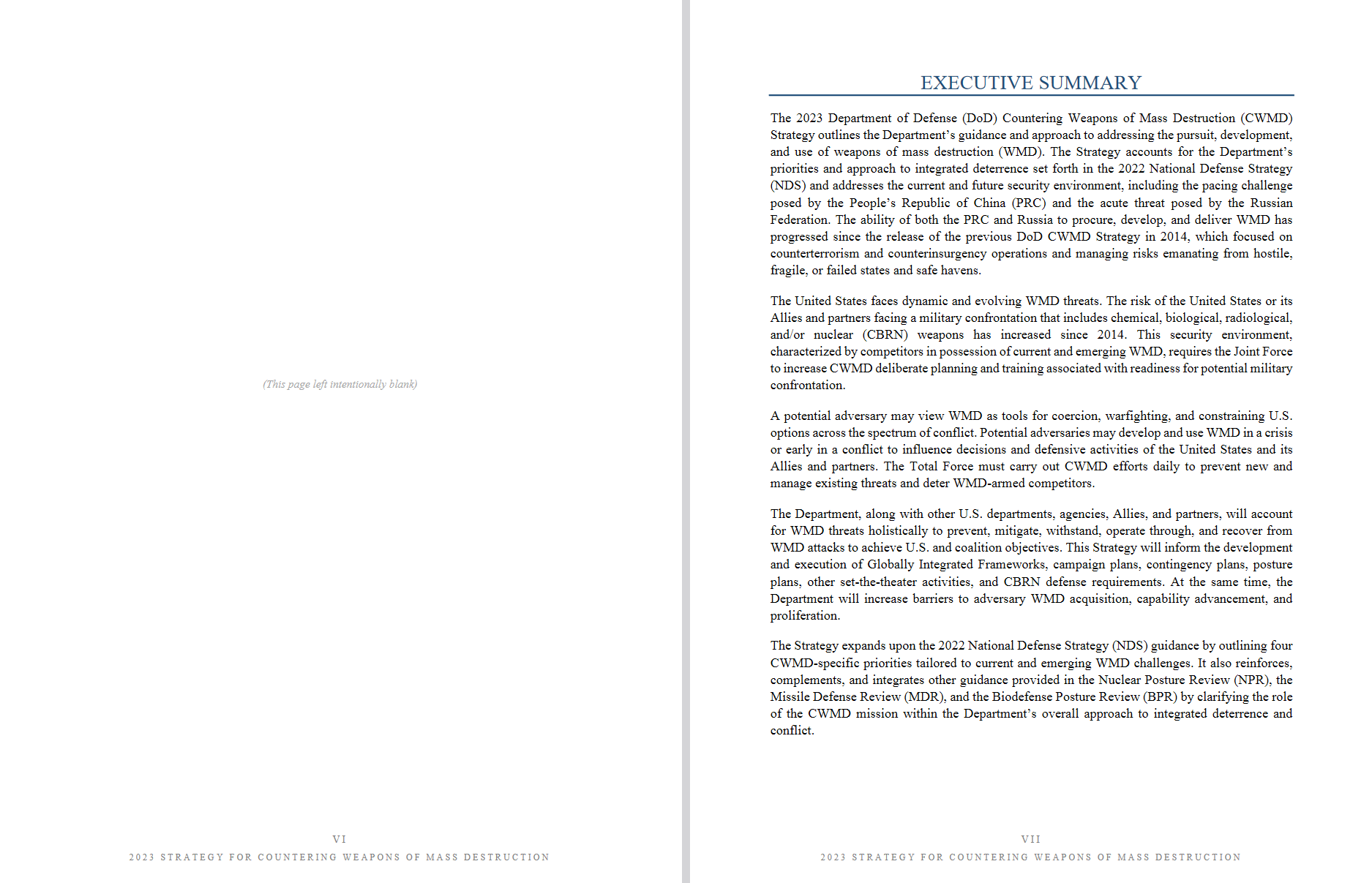 DOD Announces Release of 2023 Strategy for Countering Weapons of Mass ...