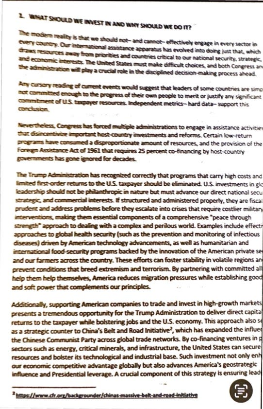 USAID Reorganization Memo, Part 1