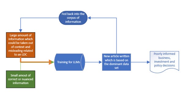 Large Language Models for Development: Why Information Matters