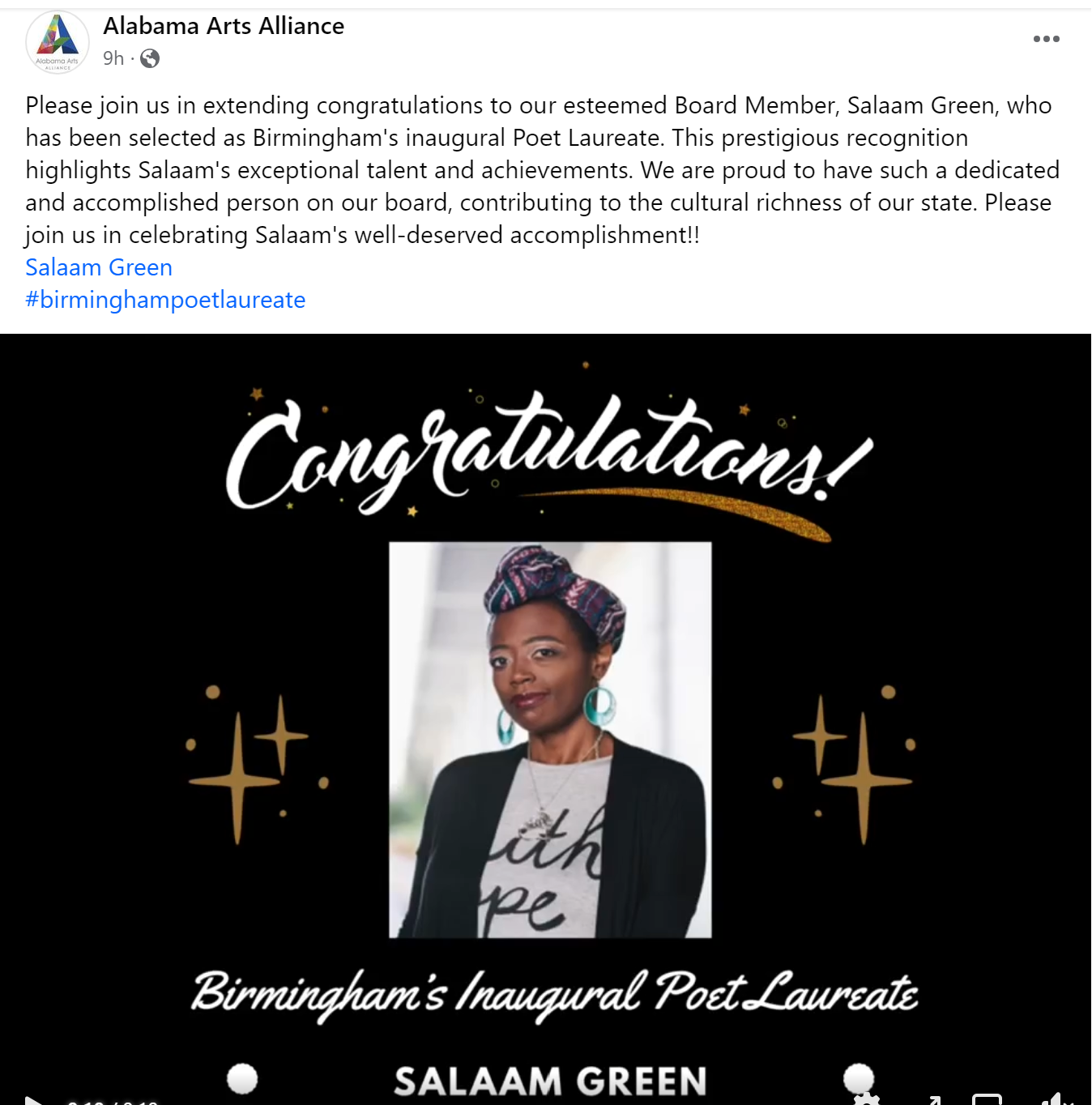 Birmingham, AL's Inaugural Poet Laureate is Salaam Green