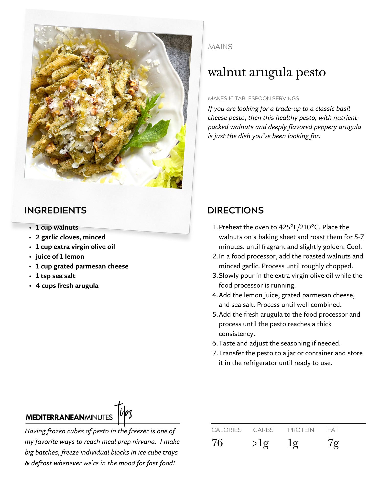walnut & arugula pesto - by Caroline J. Beck