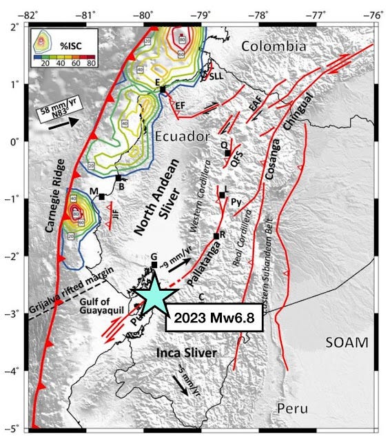 March 18 2023 M6.8 earthquake in Ecuador occurred on a deep slab boundary