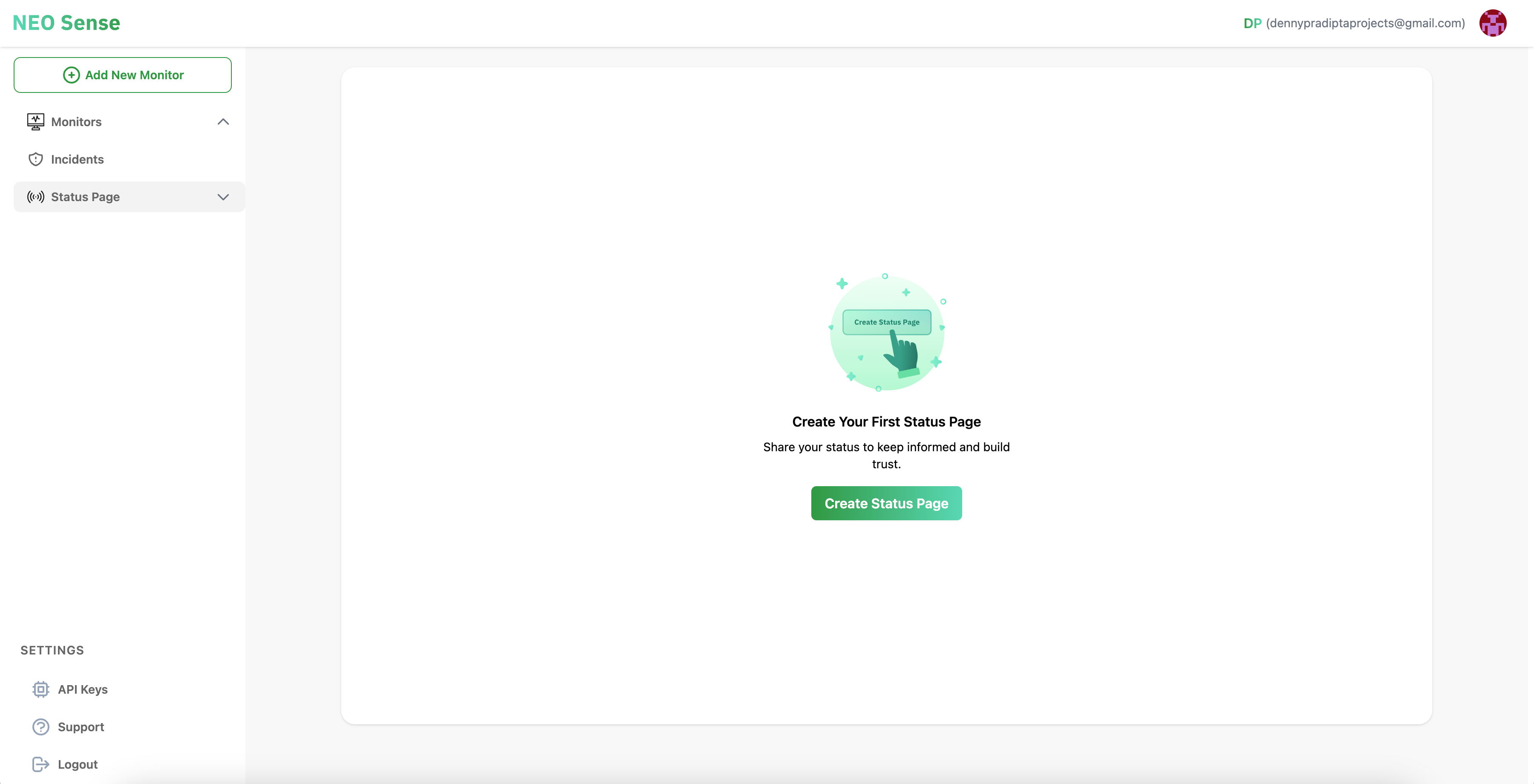 NEO Sense's New Status Page: Simple and Effective