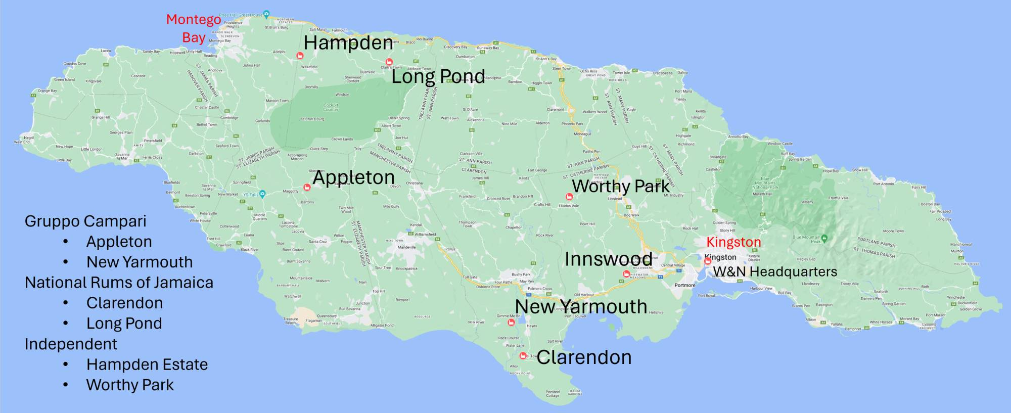 Jamaica Rum Distillery Map and Notes - by Matt Pietrek