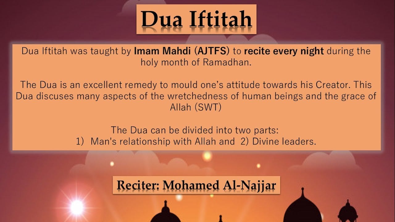 Reflection of the Supplication of Dua-e-Iftitah.