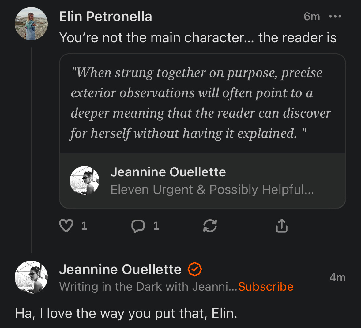 You’re not the main character - by Elin Petronella
