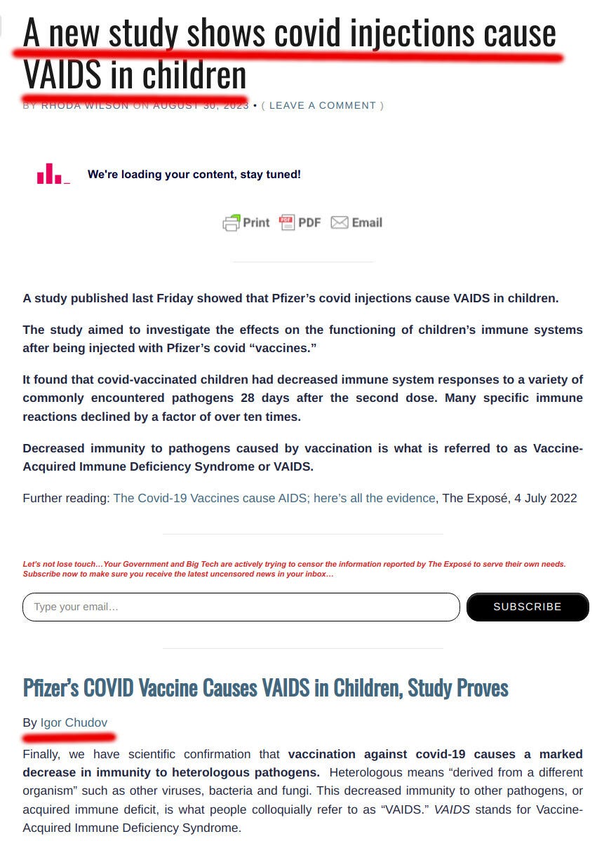 My Post About VAIDS in Children was Fact-checked