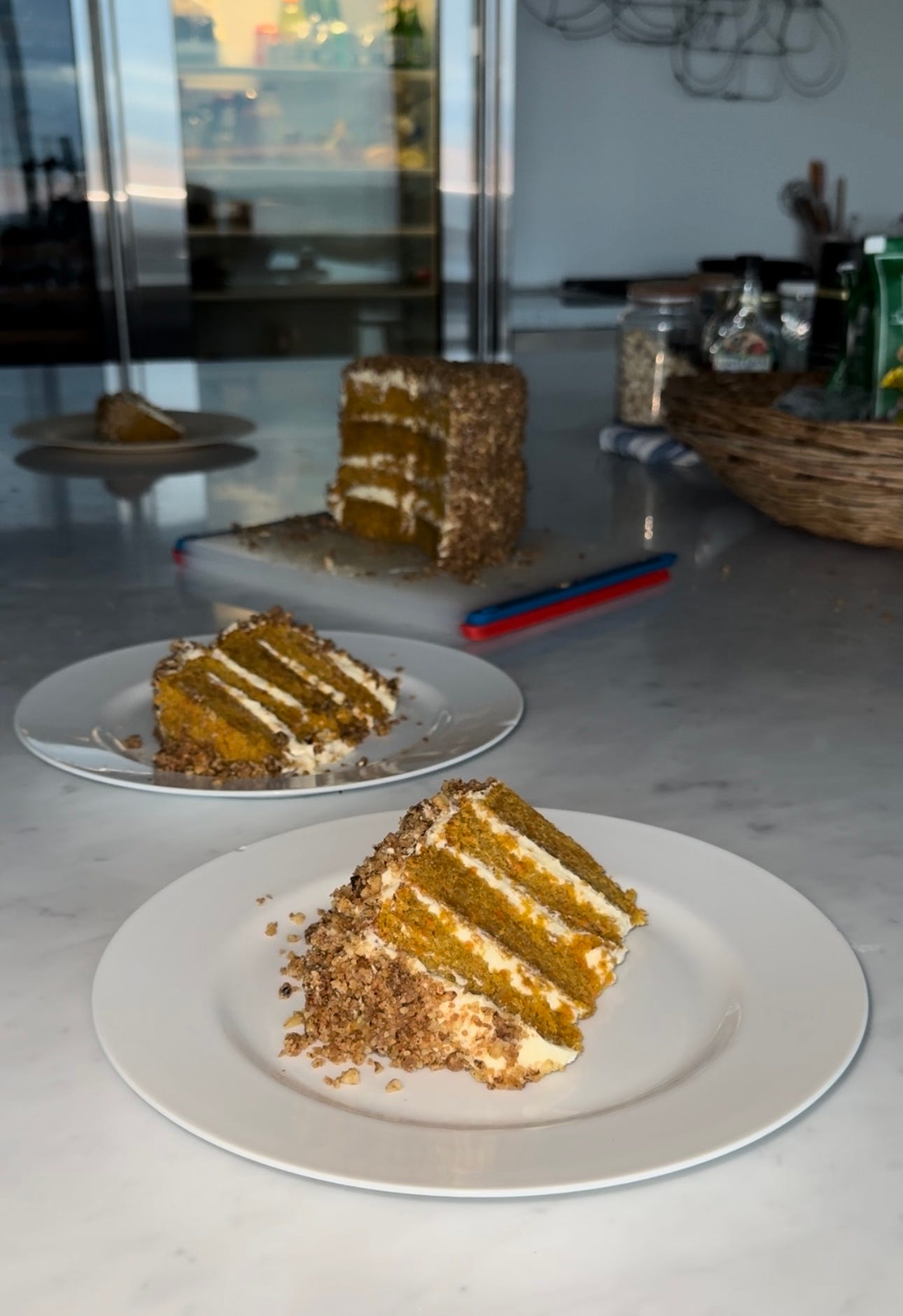 pumpkin carrot cake w/ (mascarpone) cream cheese frosting & chestnut ...