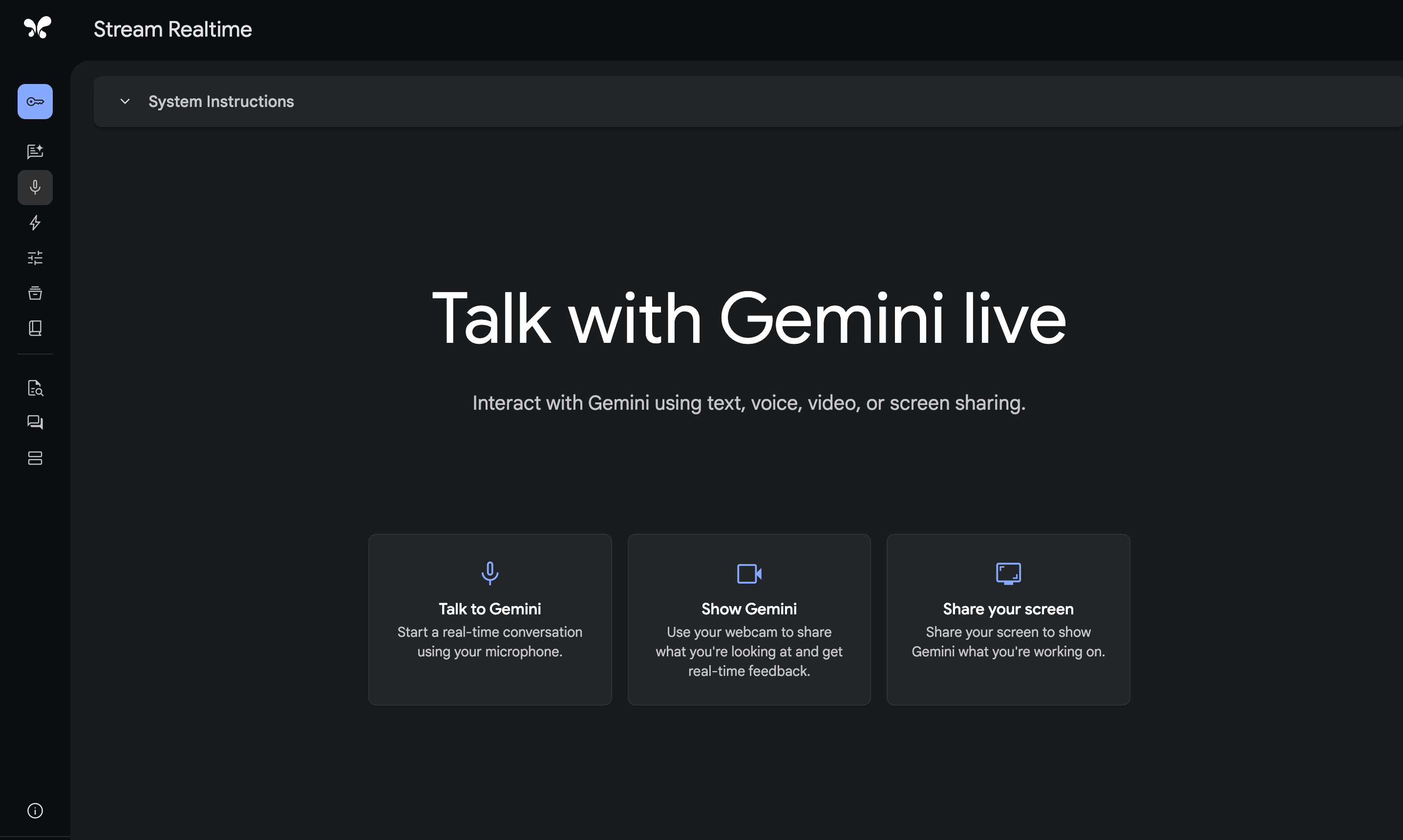 Google's Gemini AI Studio's Stream Realtime