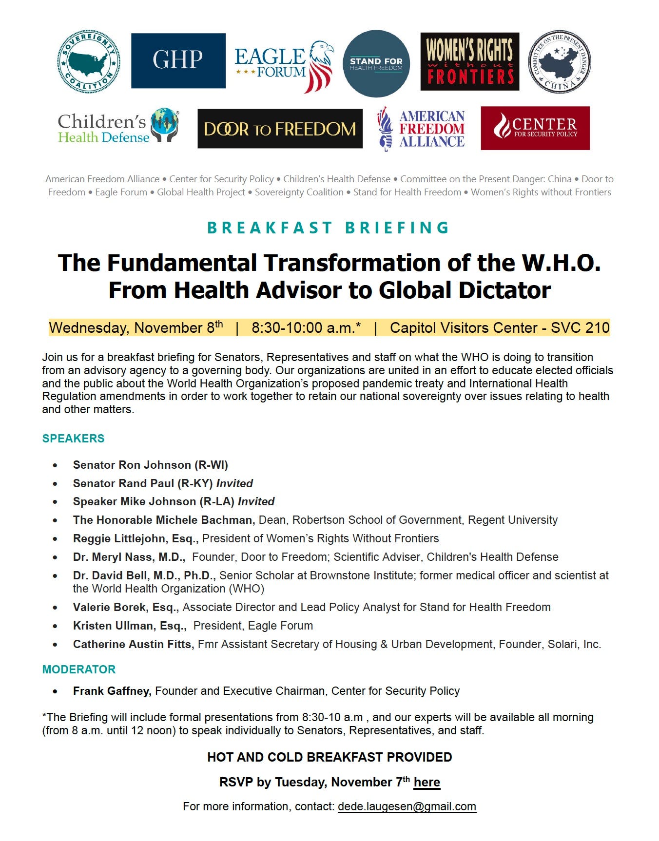 The Congressional breakfast formal invitation to share with your ...