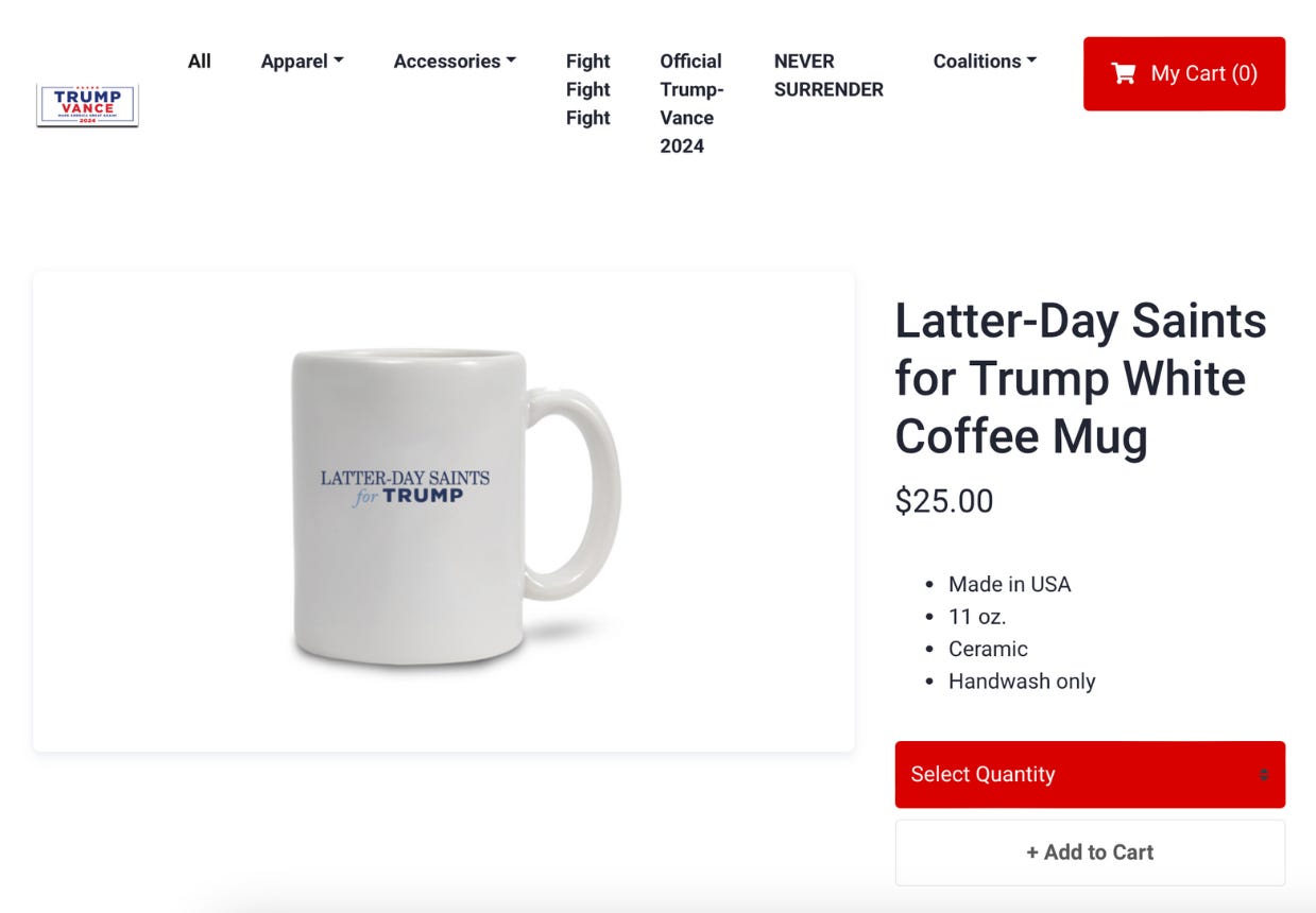 Why the Trump campaign is selling a Latter-day Saints for Trump coffee mug