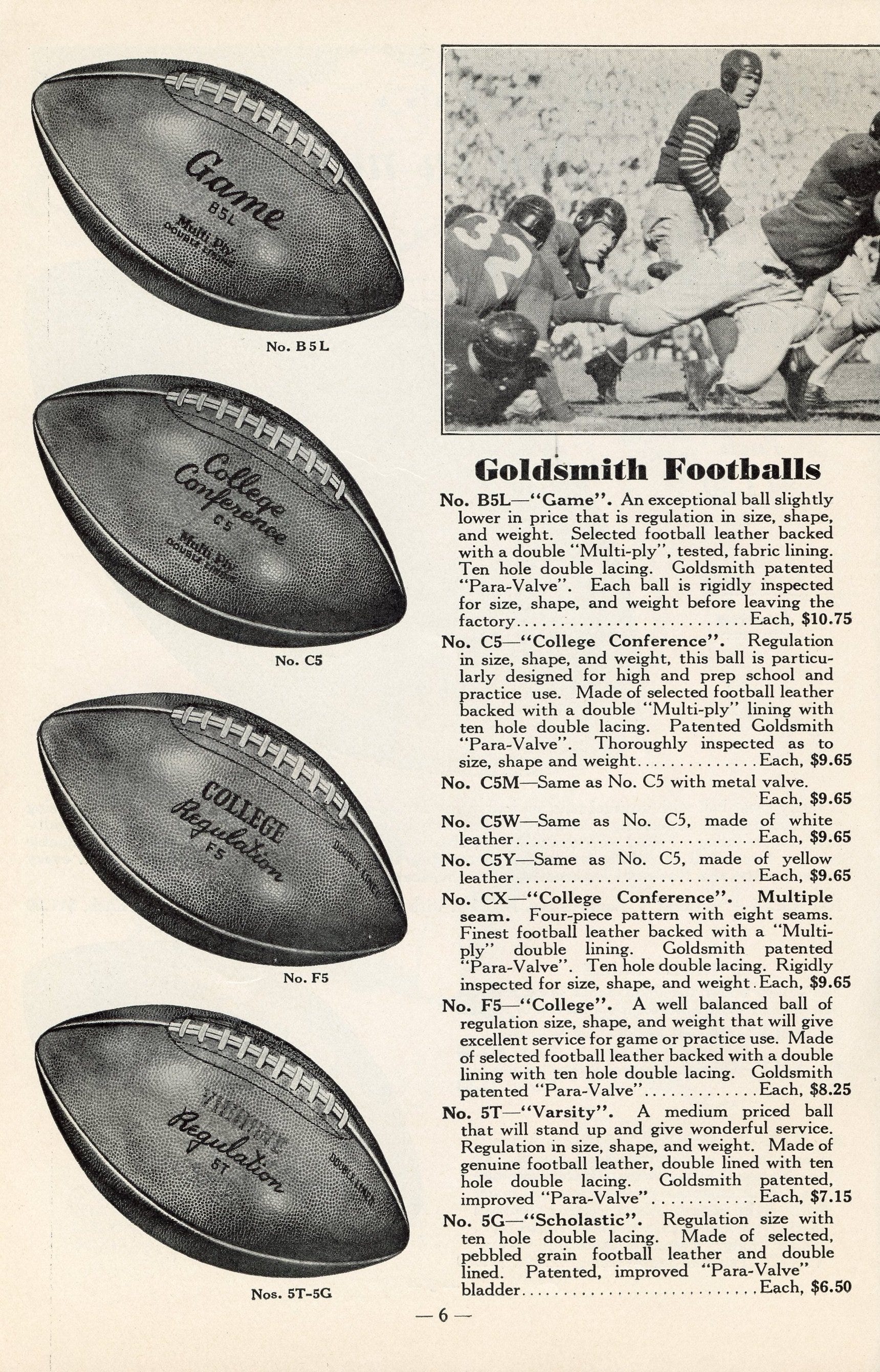 Today's Tidbit... 1935 GoldSmith Sports Equipment Footballs ($)