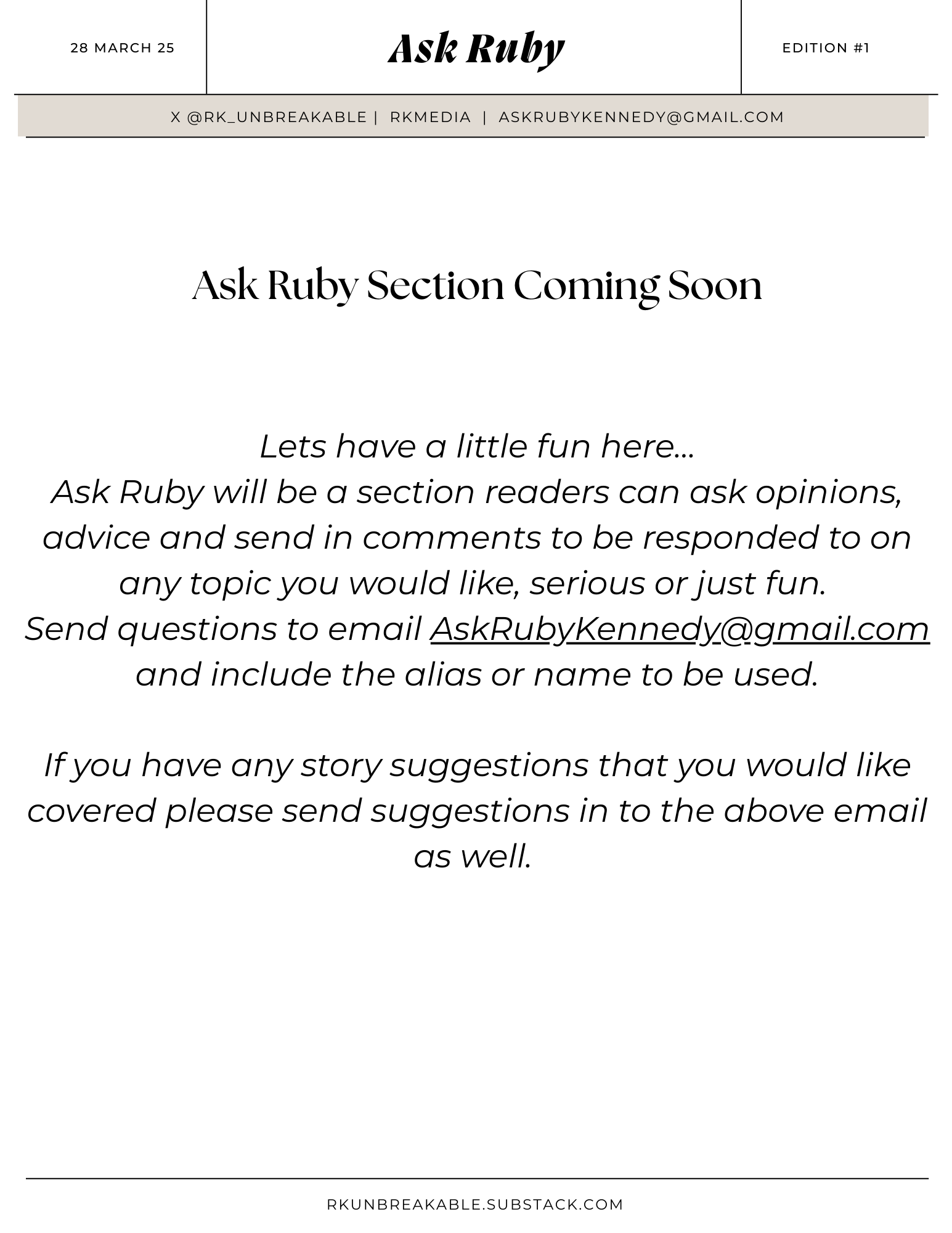 Edition 1 - Ruby Kennedy