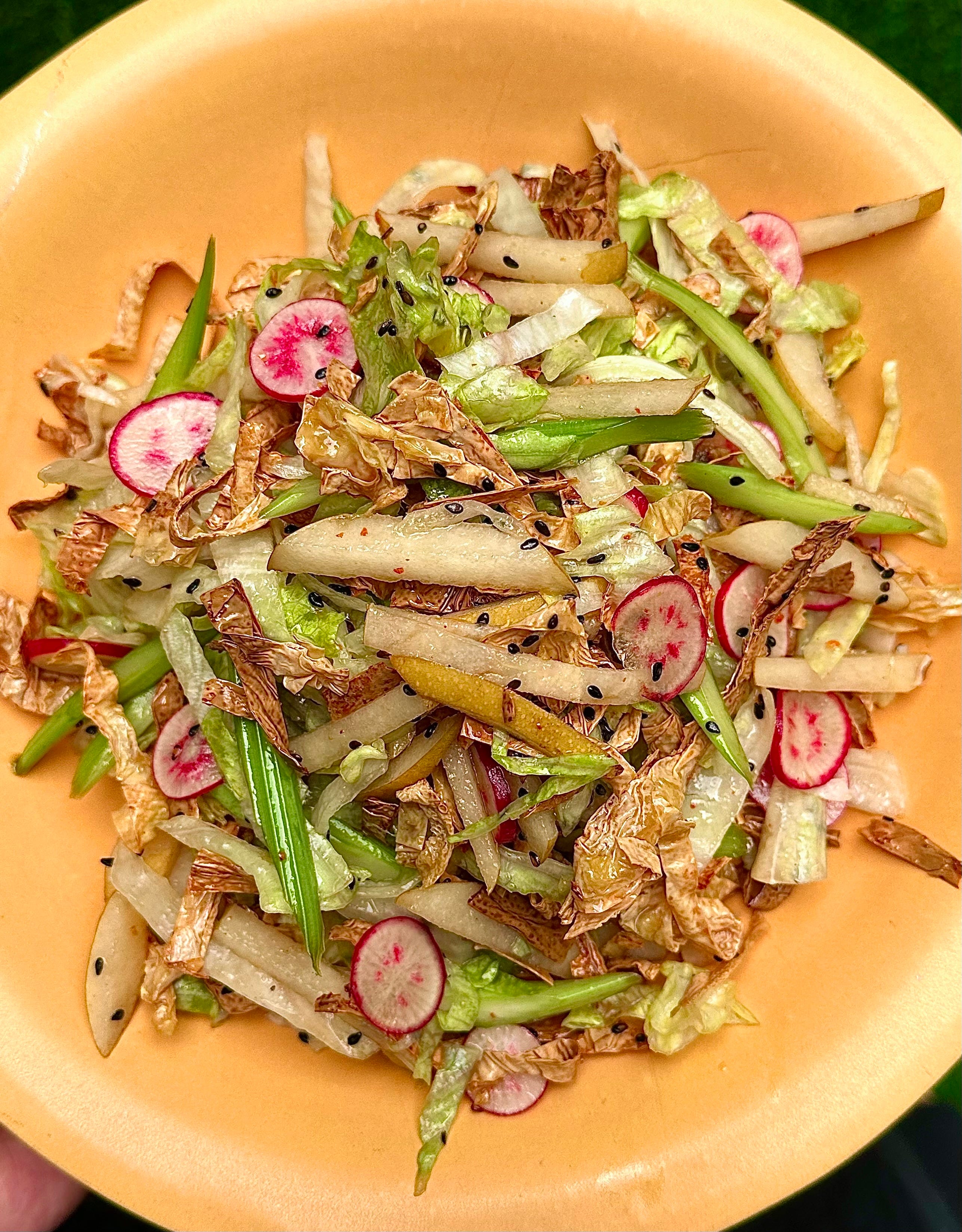Extra Crispy Yuba Salad with Sesame Vinaigrette