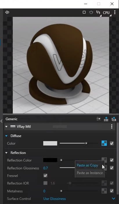 Tworzenie map Reflection, Bump, Normal w panelu V-Ray
