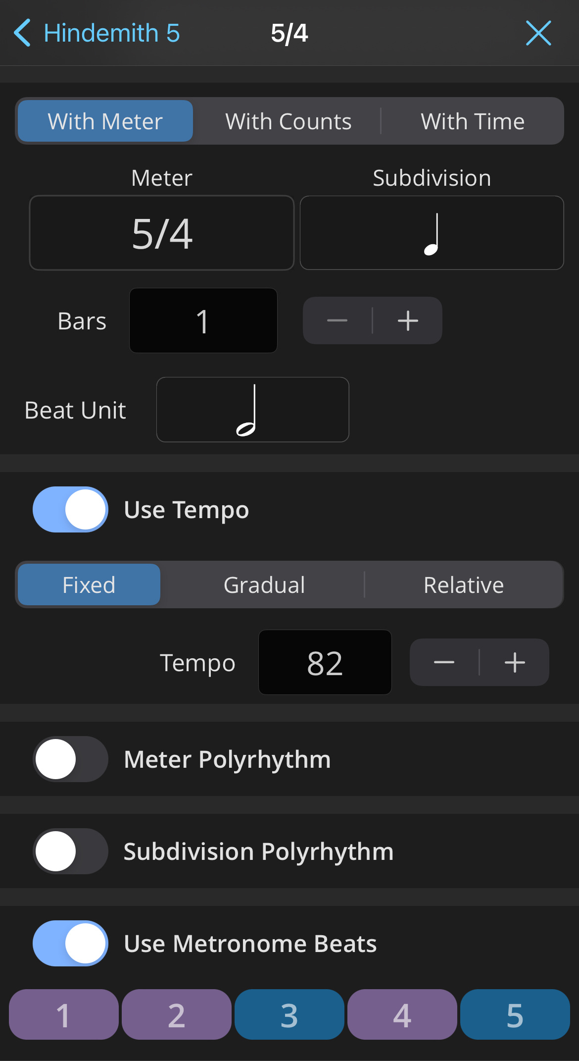 TonalEnergy Metronome: Creating a "Preset Group" with Complex Meter Changes