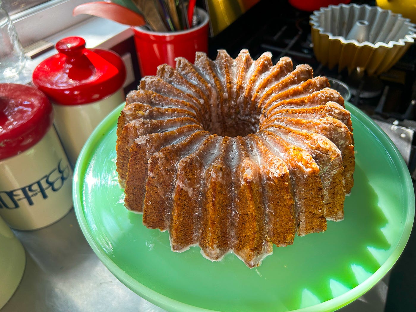 Zucchini Olive Oil Bundt Cake with a Crunchy Lemon Glaze