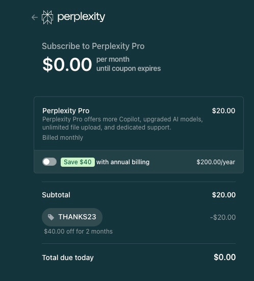 Perplexity Pro 优惠，免费用两个月 GPT-4 - by Wang Shuyi