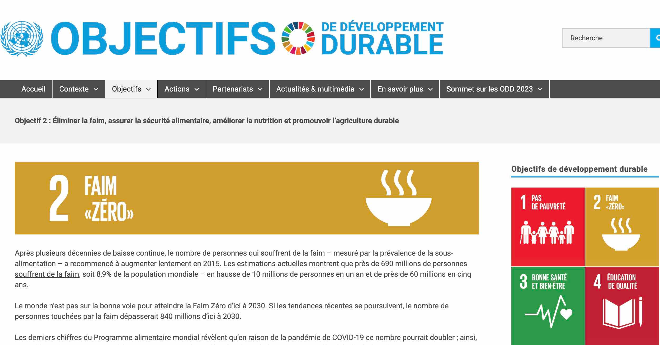 "Faim Zéro" ou le business des "objectifs" onusiens