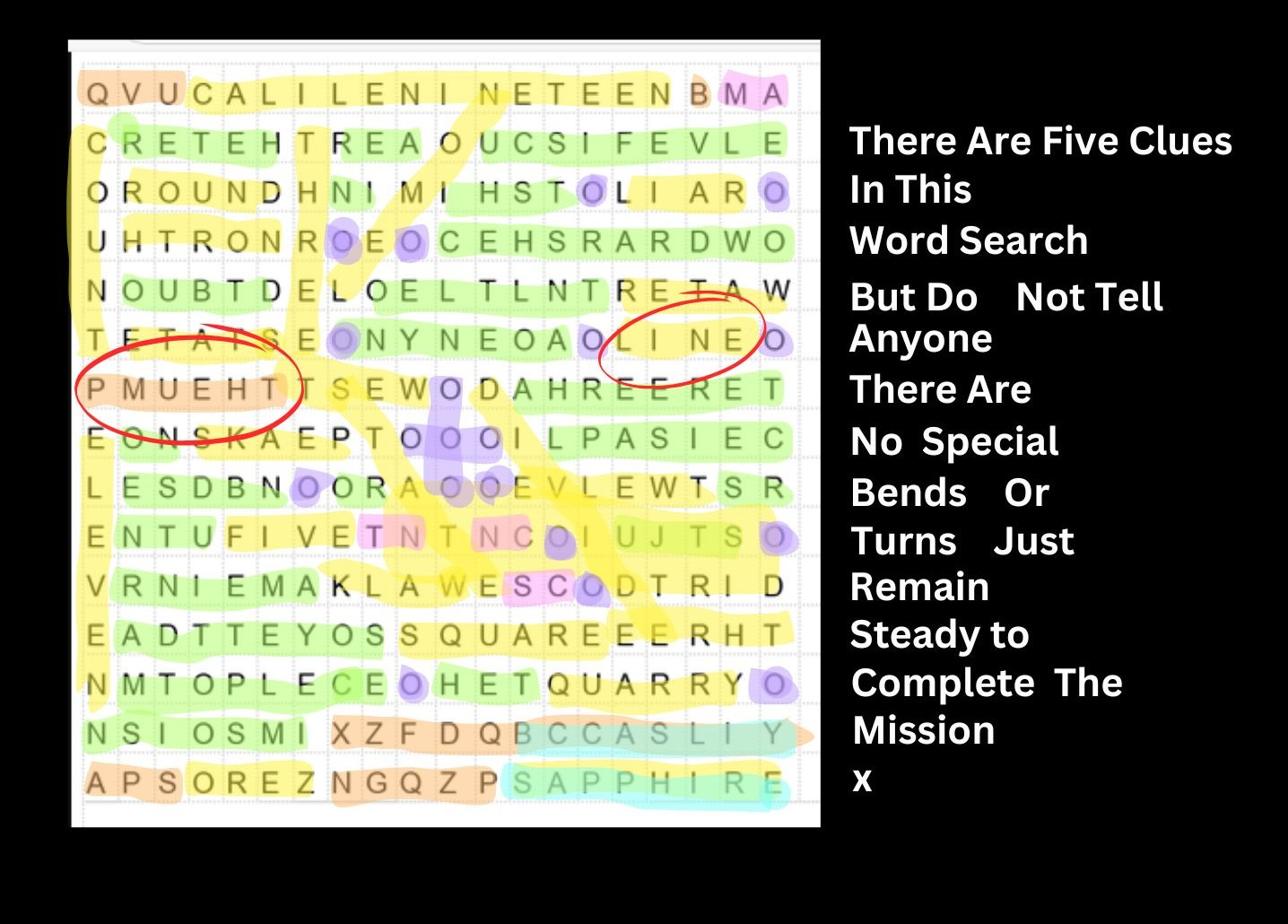 Word Search Secret Message in There's Treasure Inside