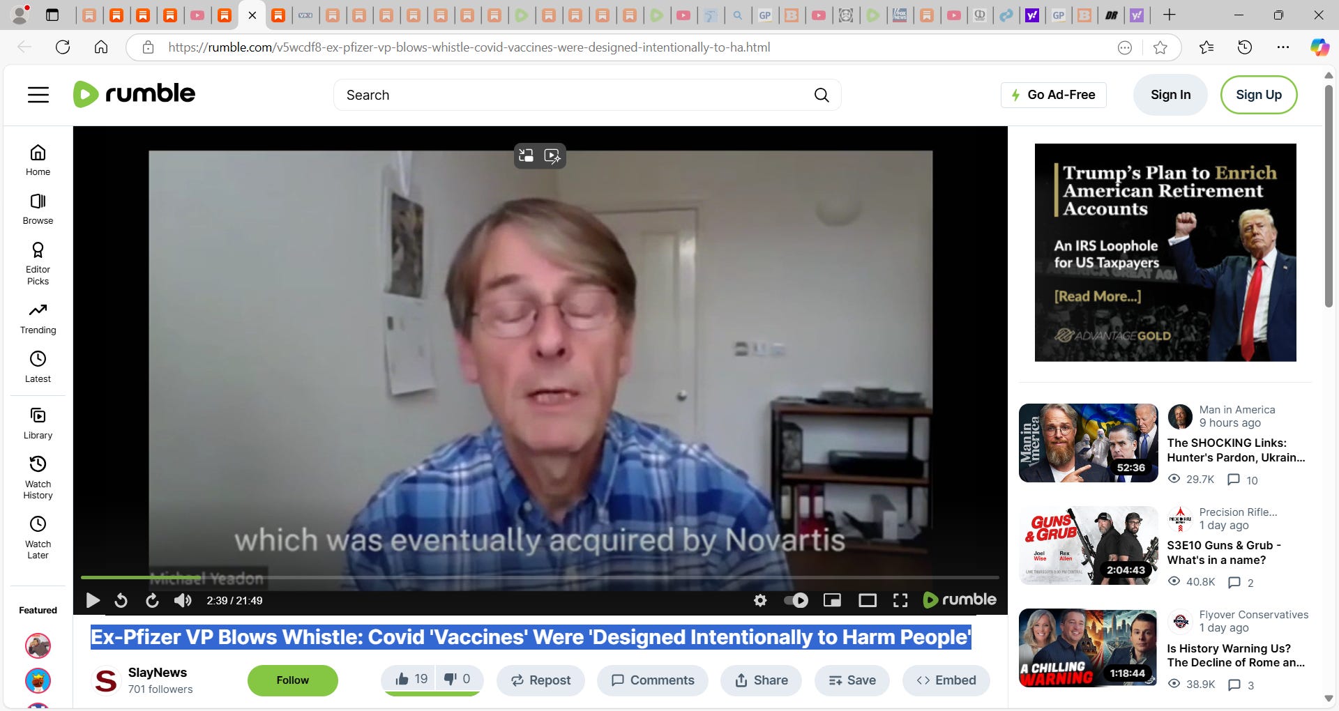 Ex-Pfizer VP Dr. Mike Yeadon Blows Whistle: Covid 'Vaccines' Were ...