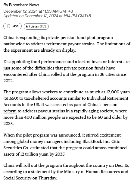 China’s Private Pension Program Expansion Faces Challenges