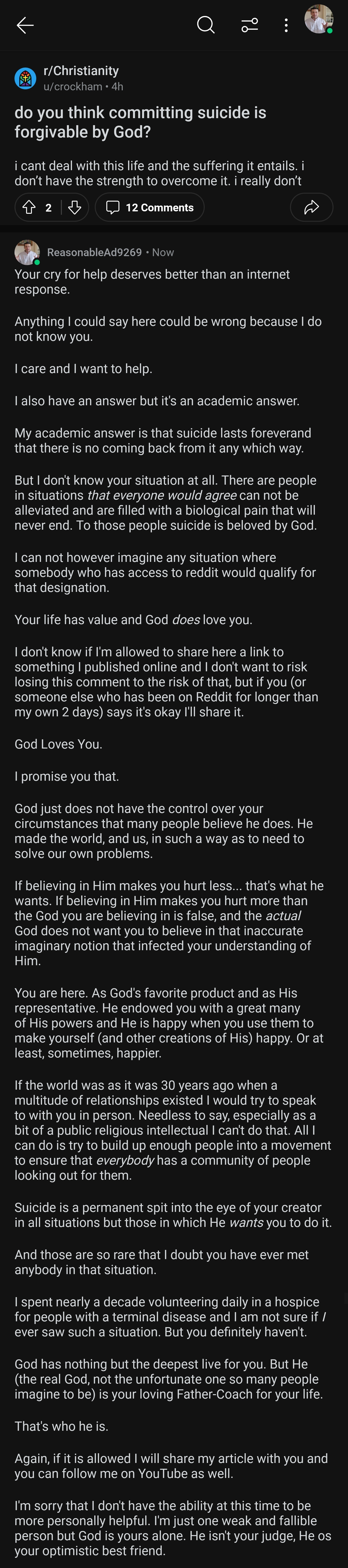 If you know anyone who is both religious and suffering...