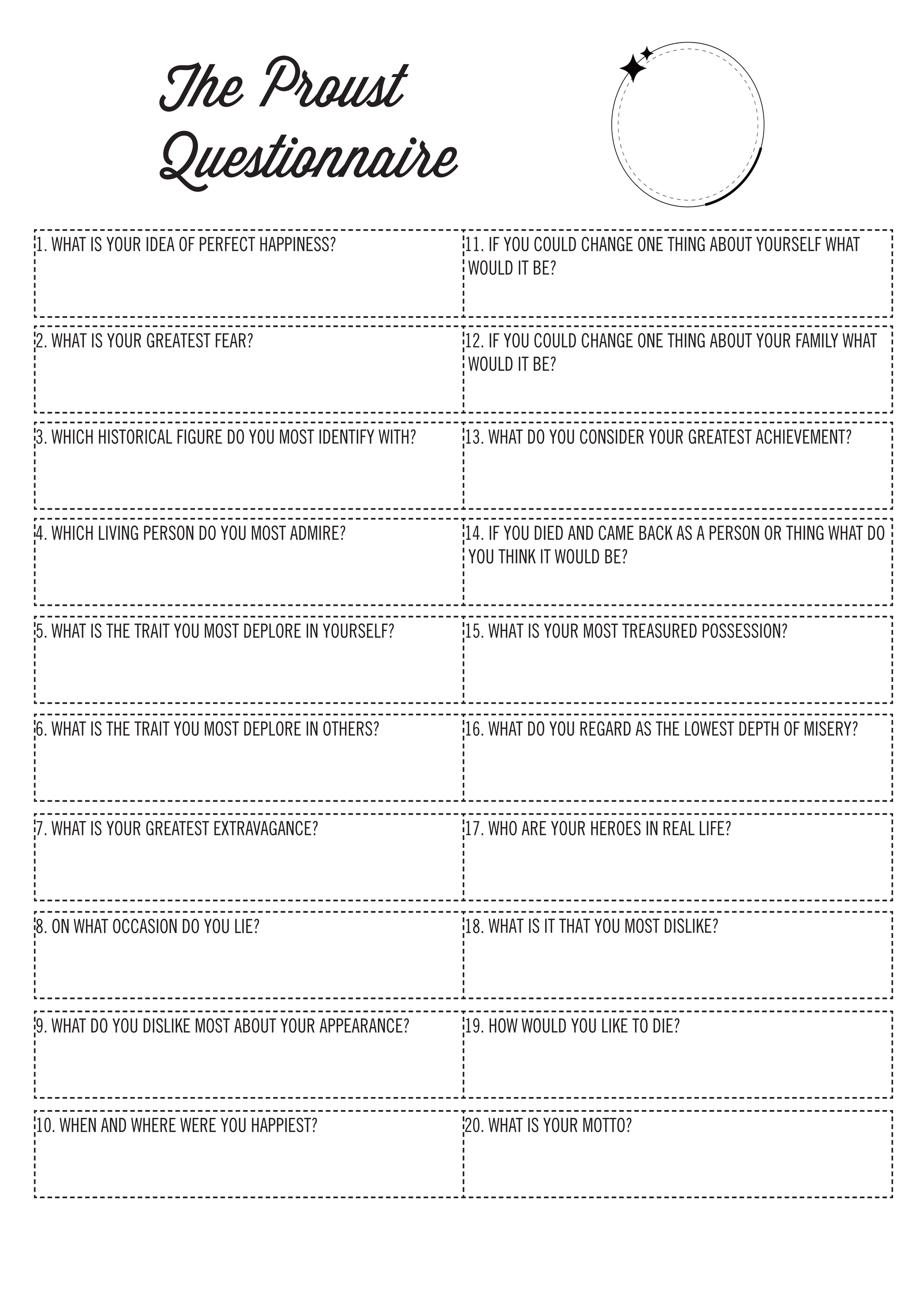 The Proust Questionnaire - by David Deubelbeiss