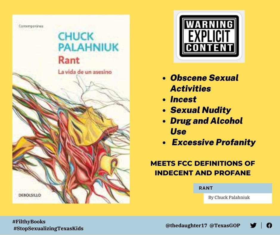40th #FilthyBooks Example: Rant by Chuck Palahniuk. Another Sexually ...