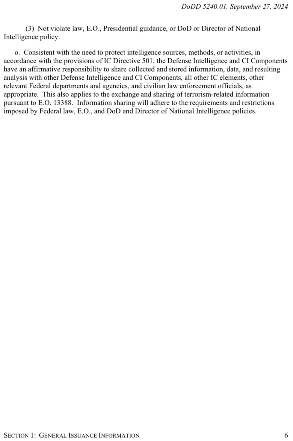 The DoD Quietly Reissues DoD Directive 5240.01, Expanding the Use of ...