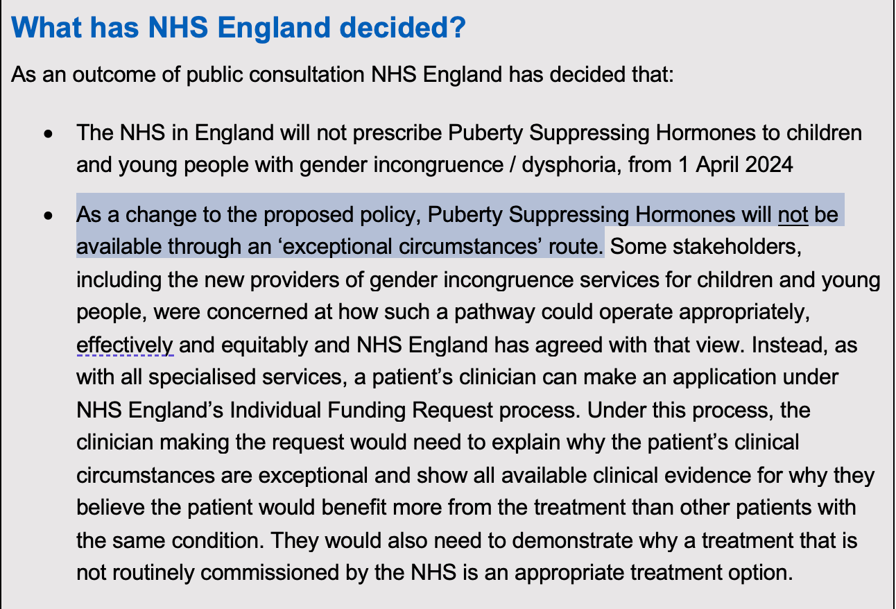 NHS England Stops Prescribing Puberty Blockers and Updates its Cross ...