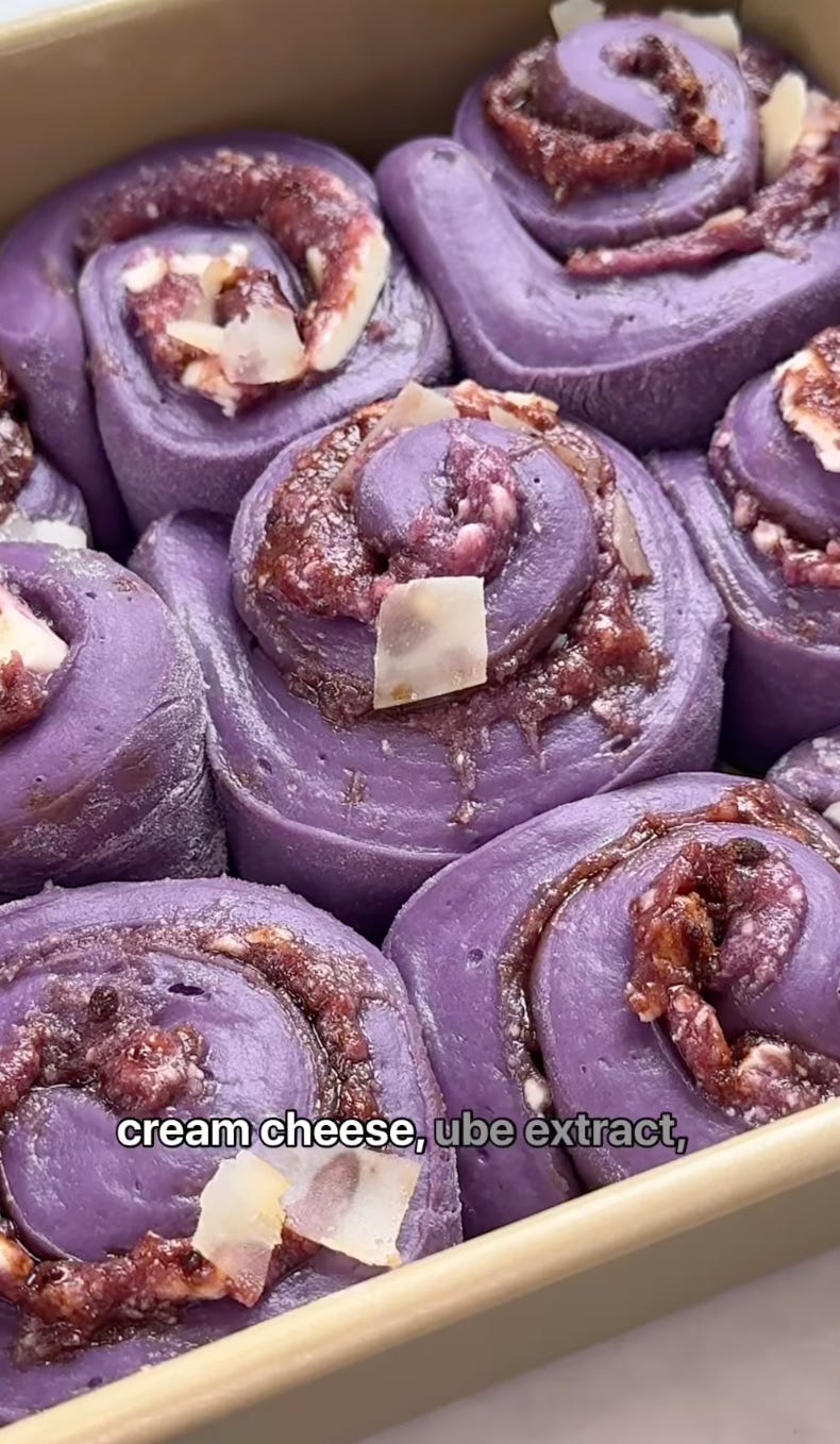 ditto inspired sweet and savory ube halaya cinnamon rolls with parmesan ...