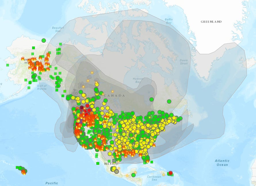 Global Wildfire Locations For Last 24 Hours - August 21st, 2023