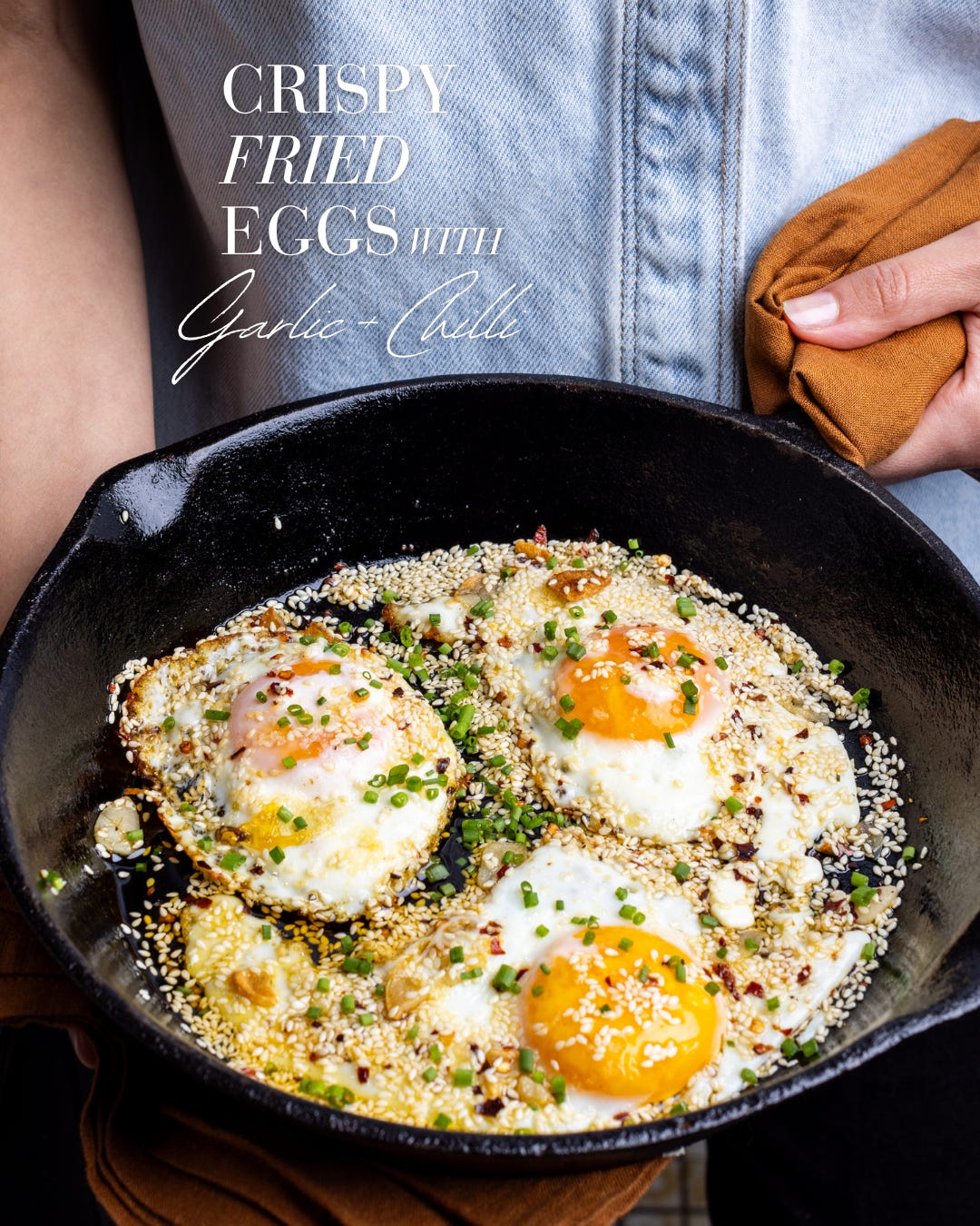Crispy Fried Eggs with Garlic and Chilli