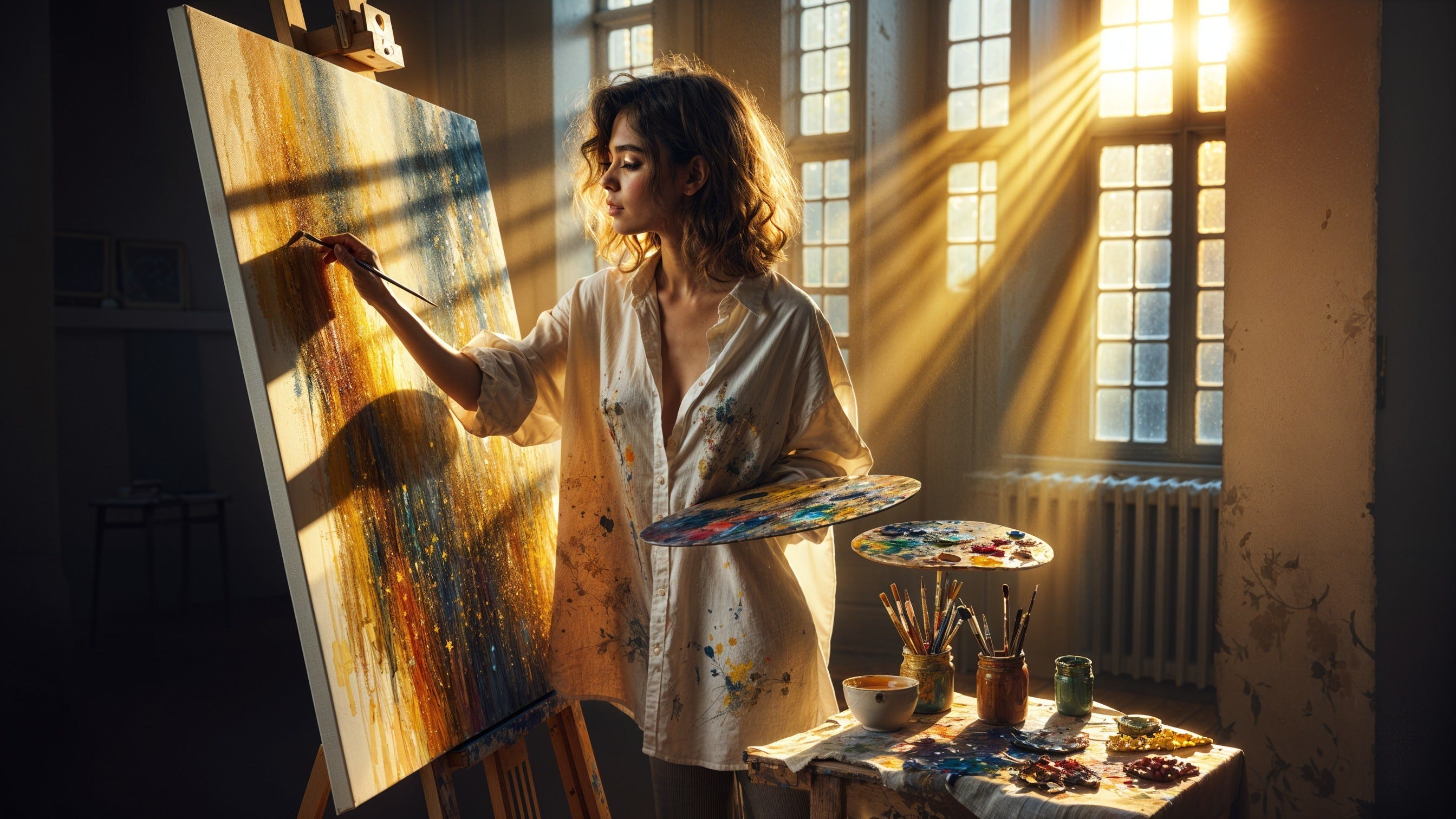 The Artist Sunlit Studio - by Richard - Yanksy