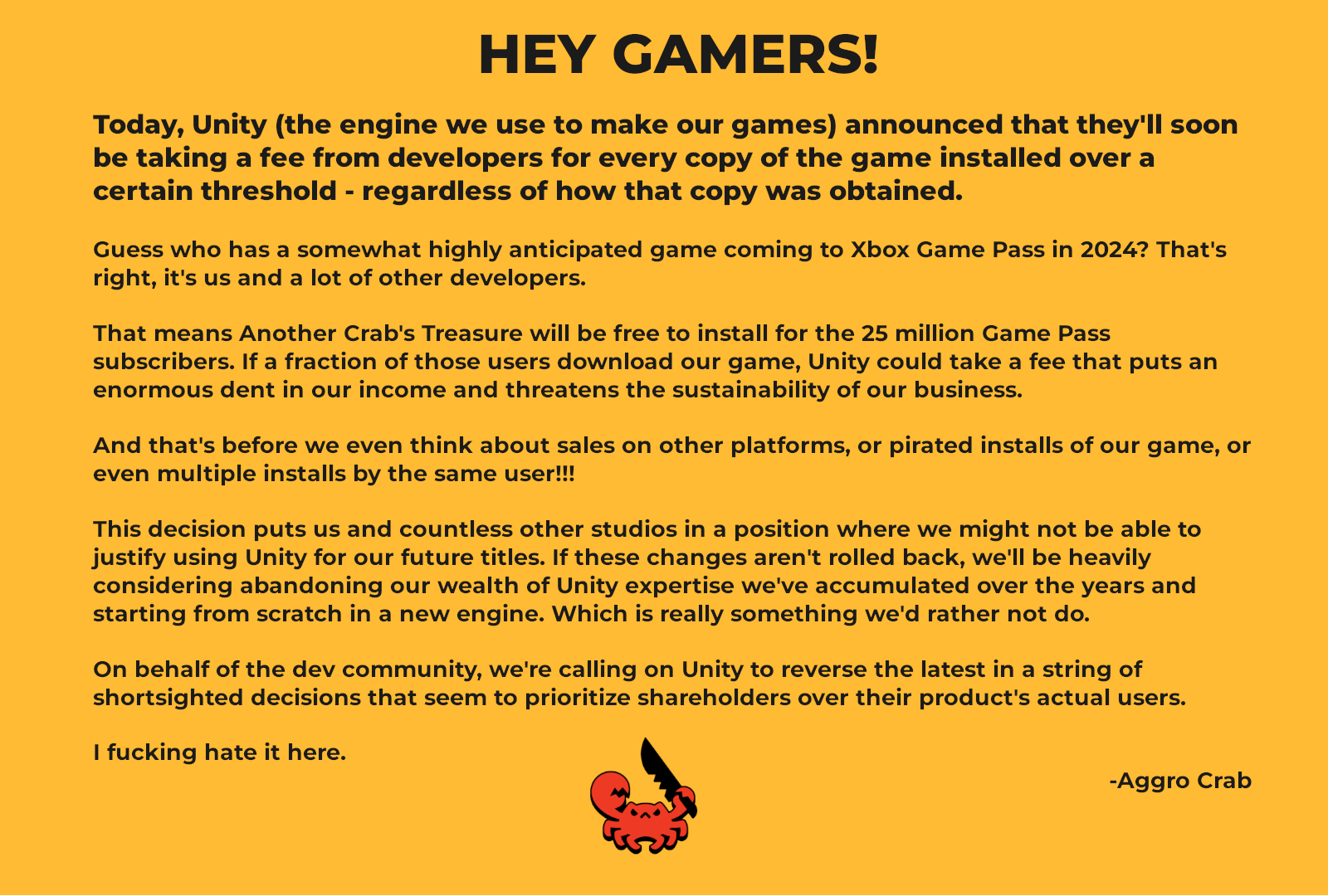 Unity changes: why PC & console devs feel like the 'ugly duckling'