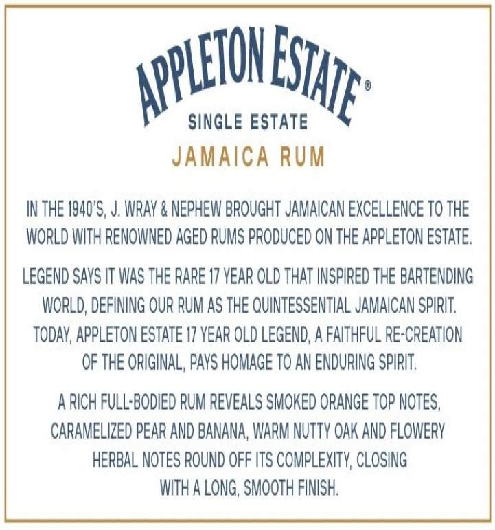 Appleton Estate's "Legend" 17-Year Rum - by Matt Pietrek