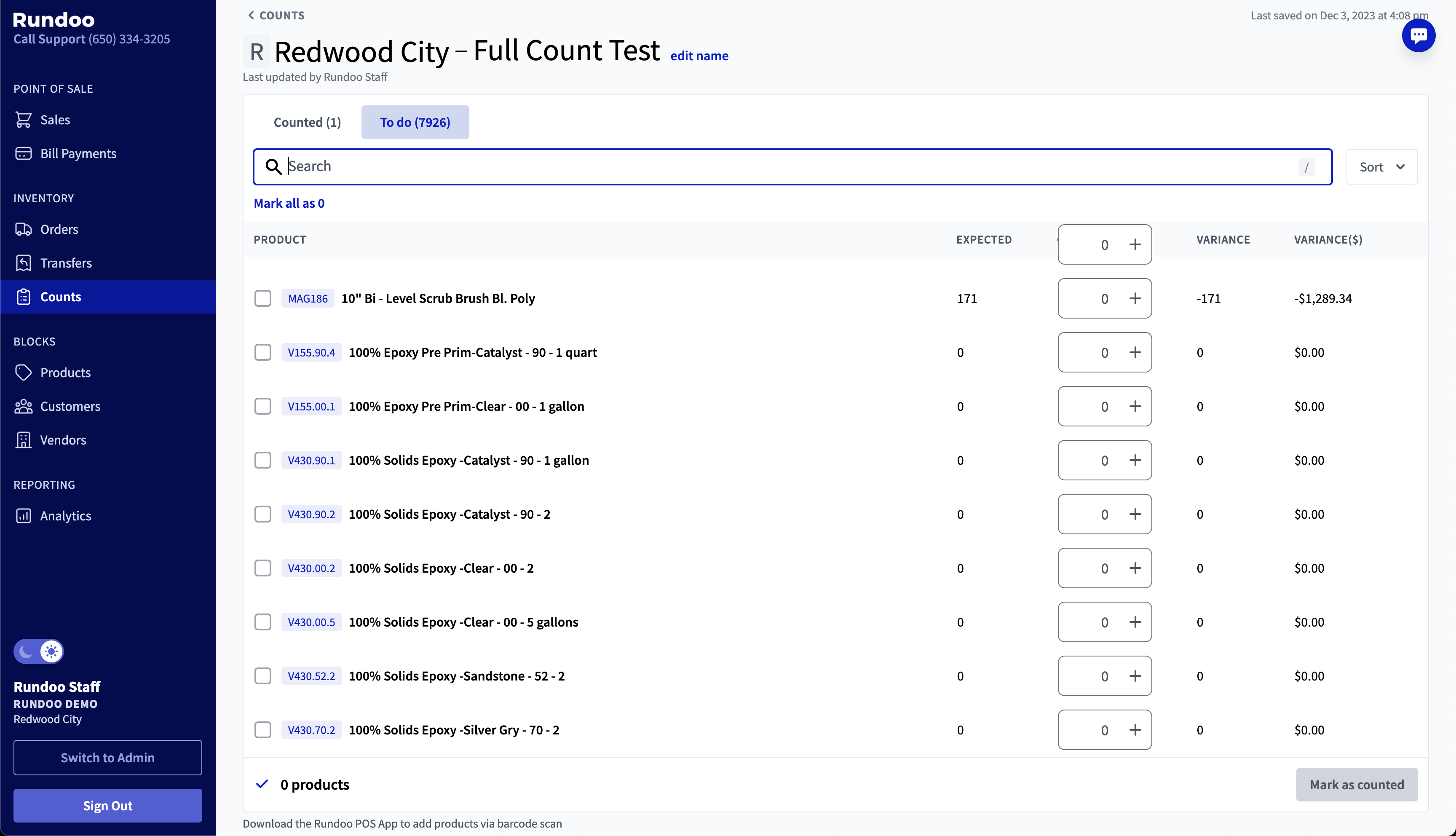 Inventory counts, inventory counts, inventory counts