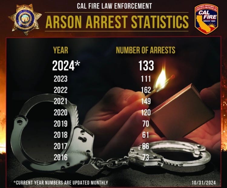 Record Acres Burned By Arson In California. 133 Suspects Arrested By ...