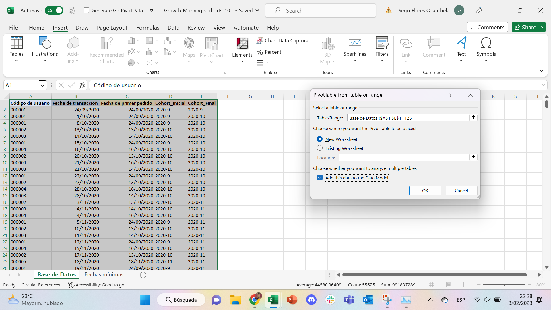 ¿Cómo armar cohorts en excel? - by Diego Flores