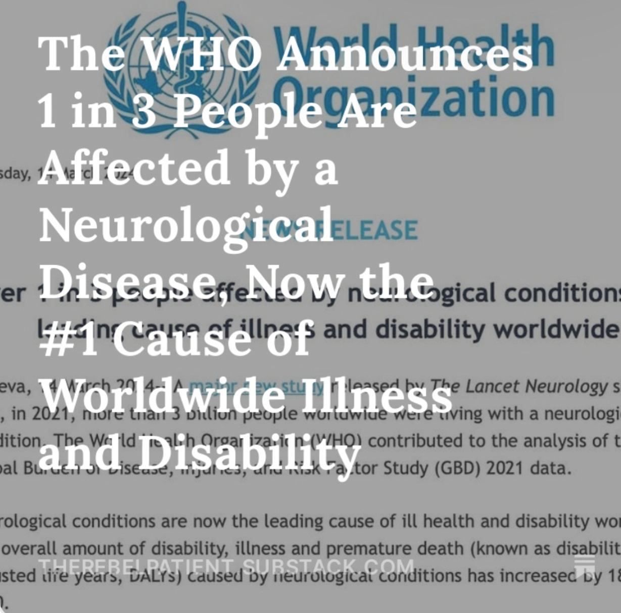 The WHO Announces 1 in 3 People Are Affected by a Neurological Disease ...