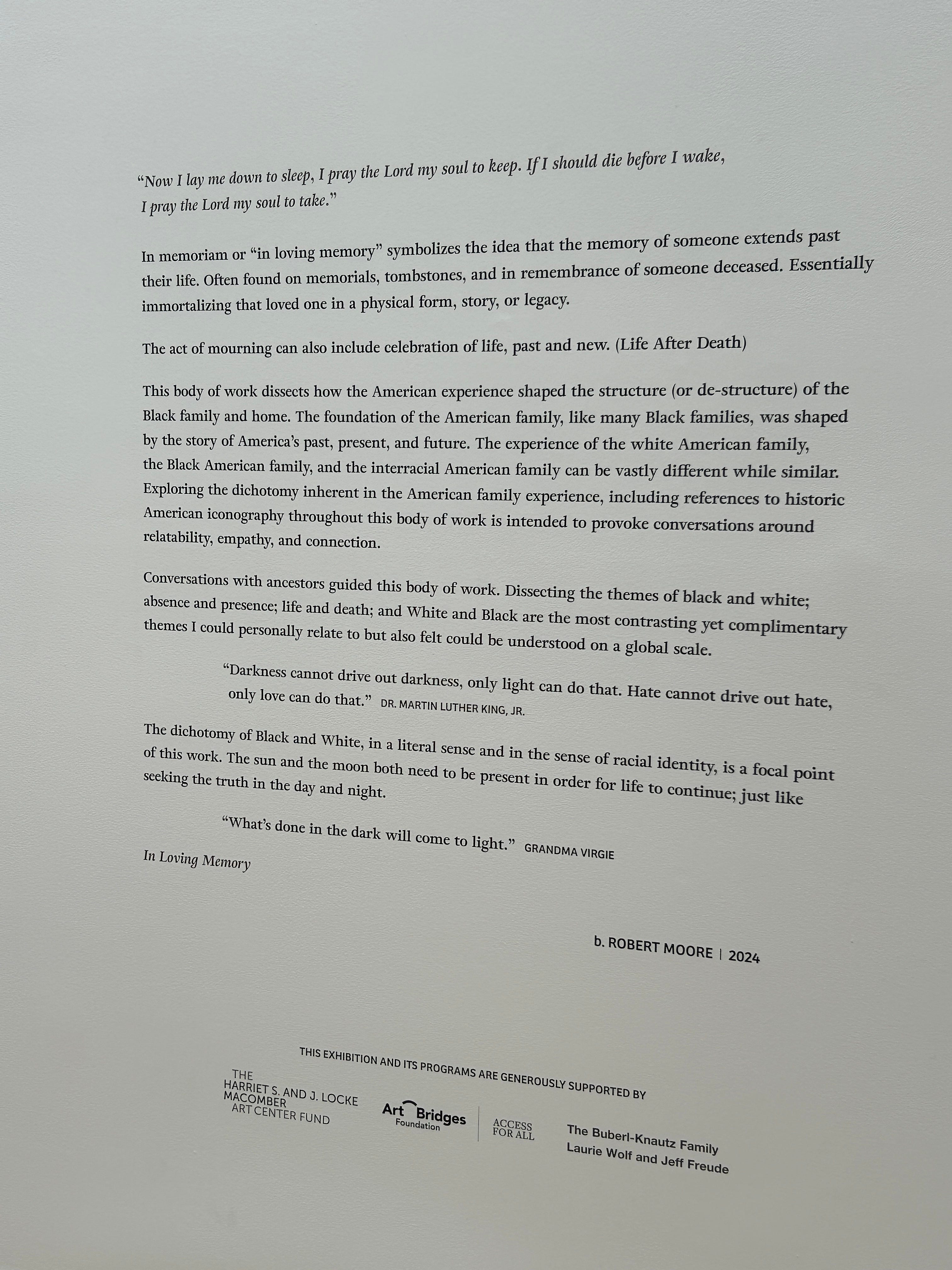 Creative Nourishment: b. Robert Moore's "In Loving Memory"