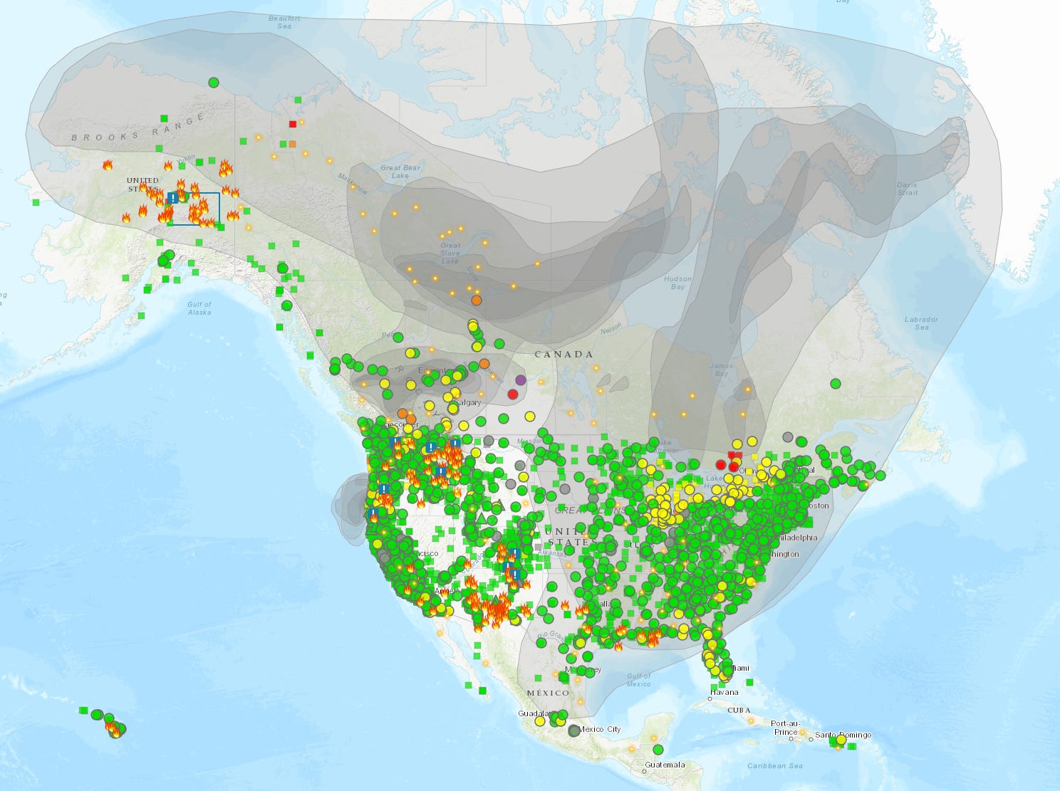 North America Fire And Smoke Map - August 15th, 2023