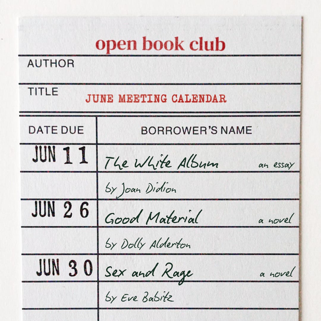JUNE CALENDAR - by Liz Montesano - Open Book Club NYC