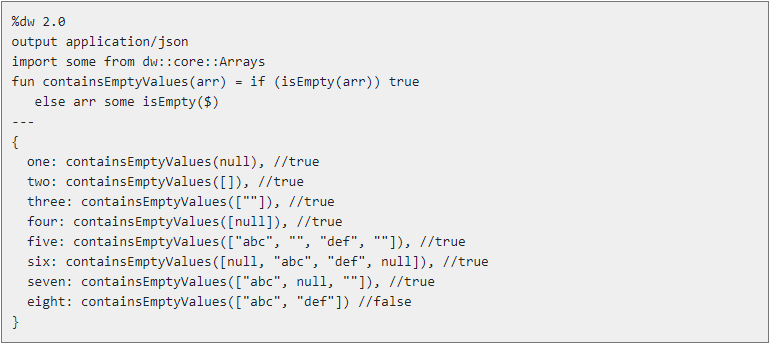 4 maneiras de verificar se um array contém valores vazios no DataWeave 2.0