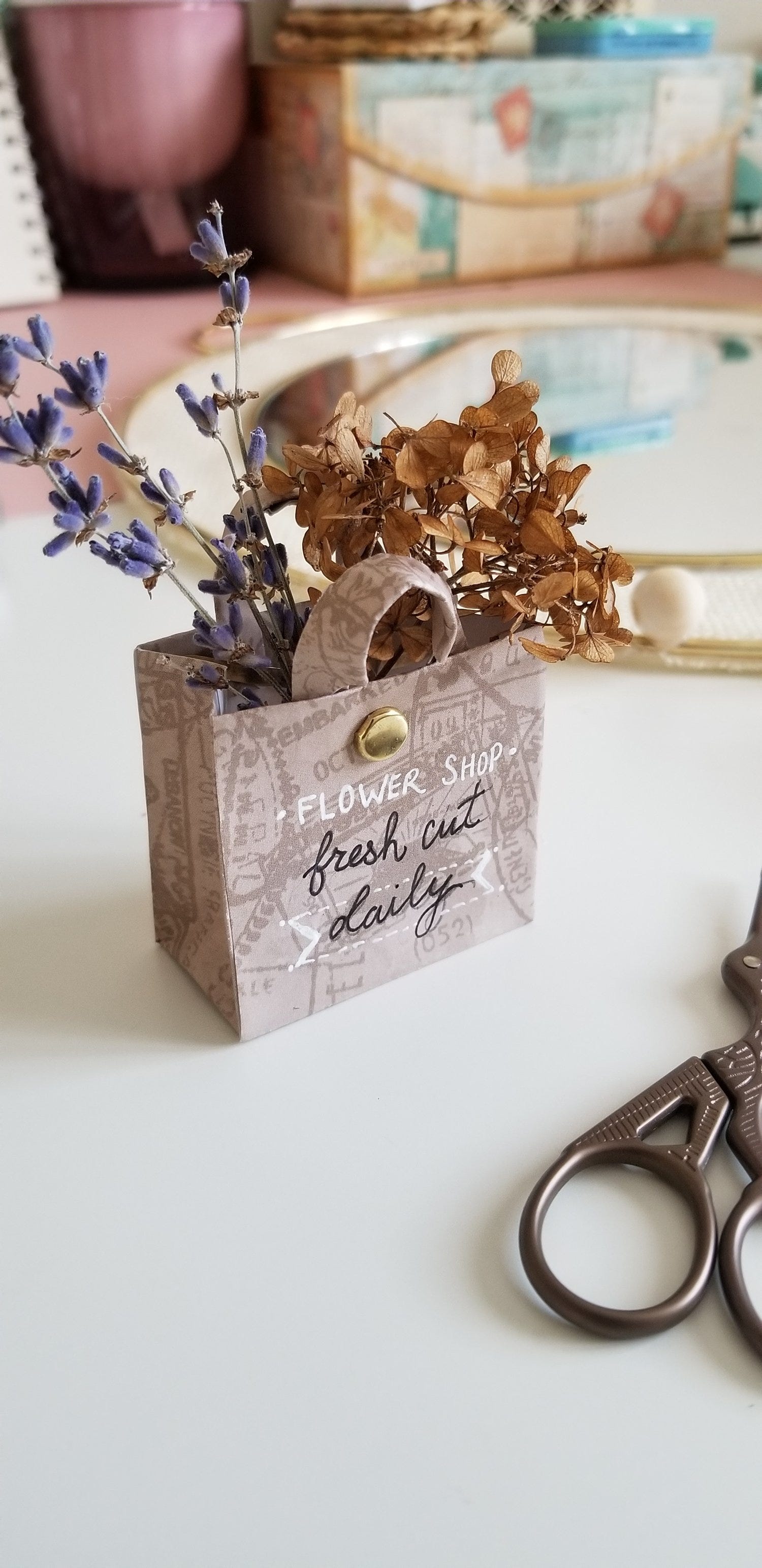 Create mini paper bag car diffusers